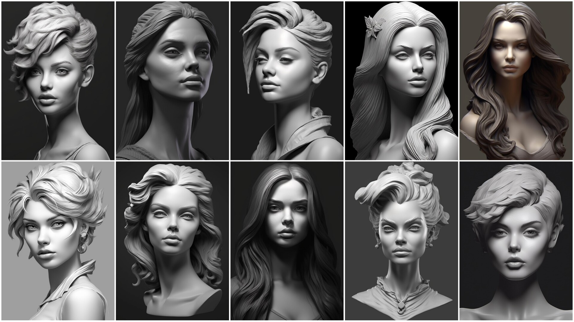 3D Head Sculpt References in 4K - Tika Art - +200 Female Head Sculpt (4k)