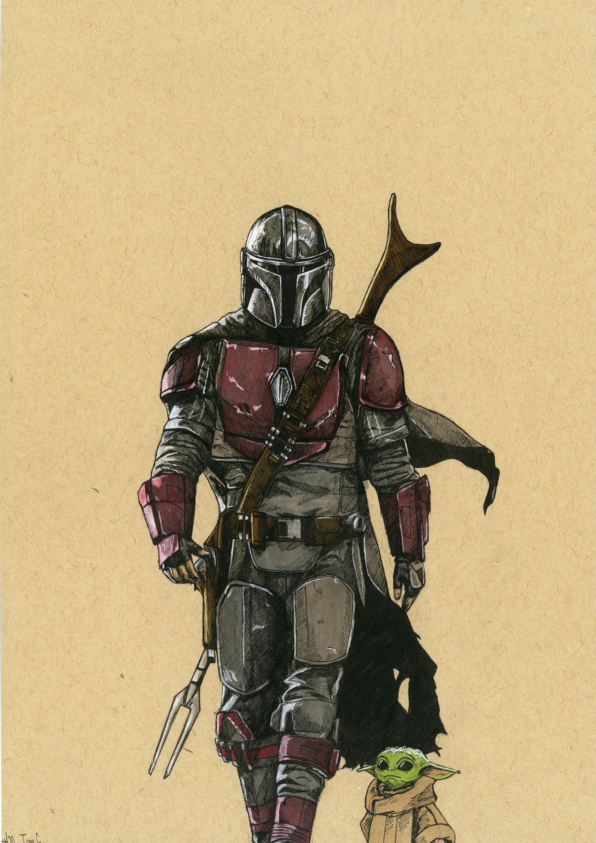 ArtStation - Mandalorian & Grogu Pen Art