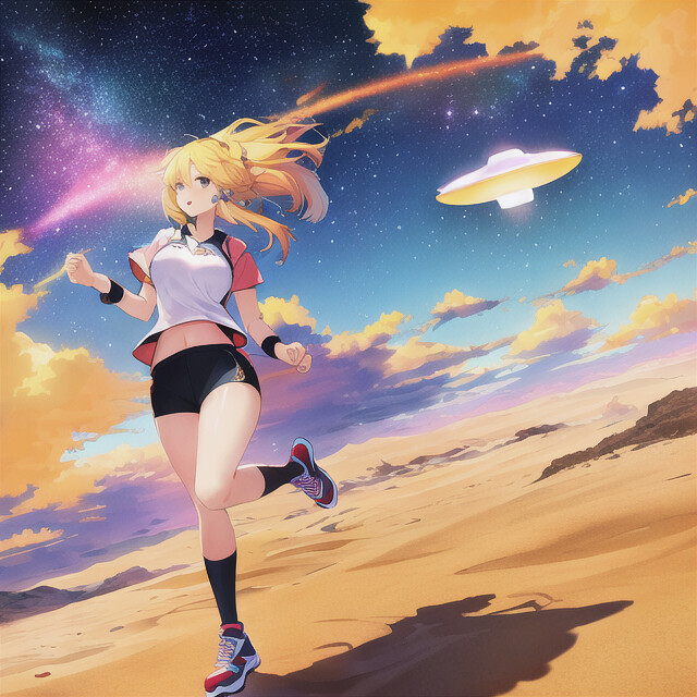 ArtStation - beautiful girl running from an UFO