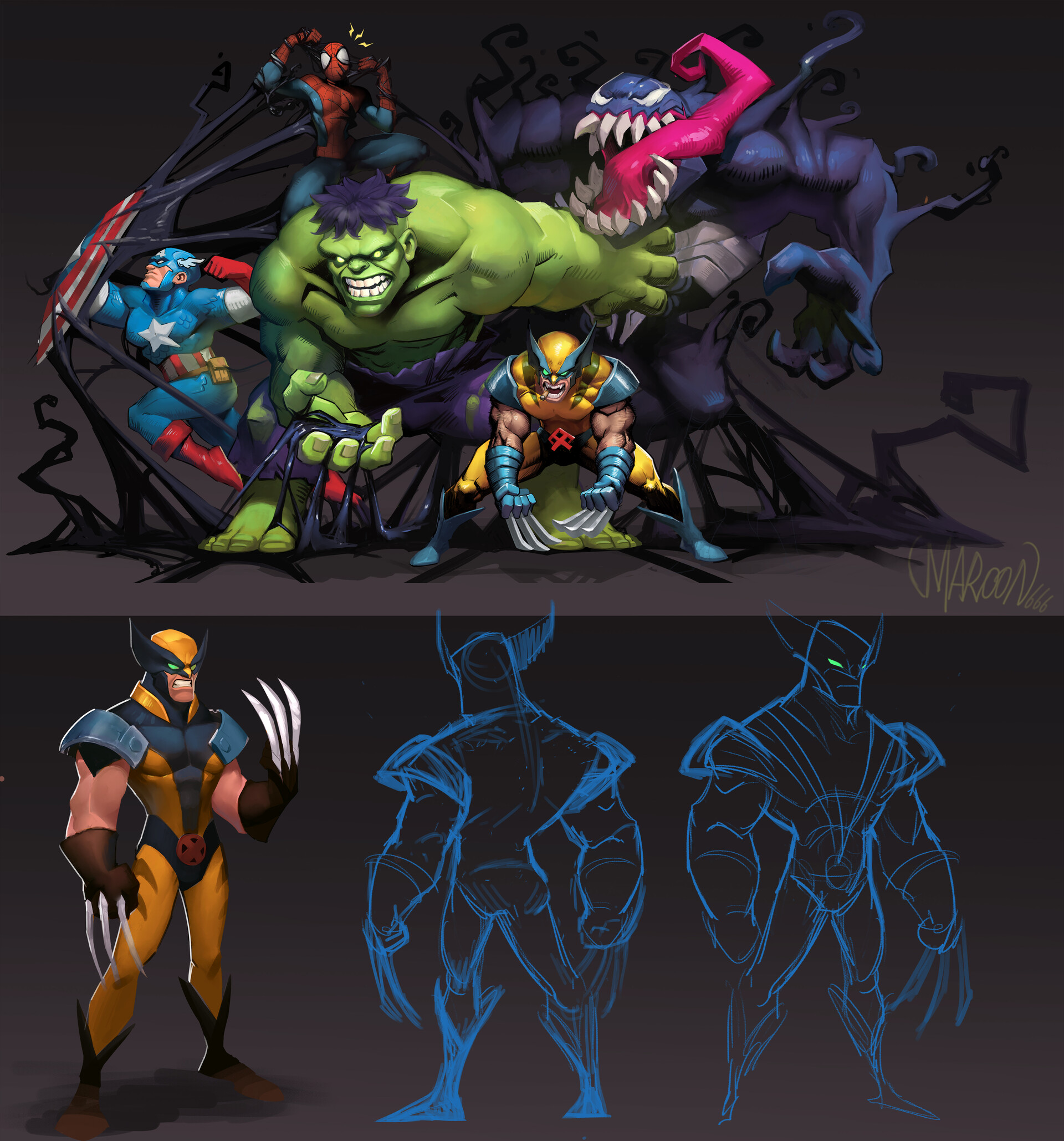 ArtStation - marvel hero-struggle