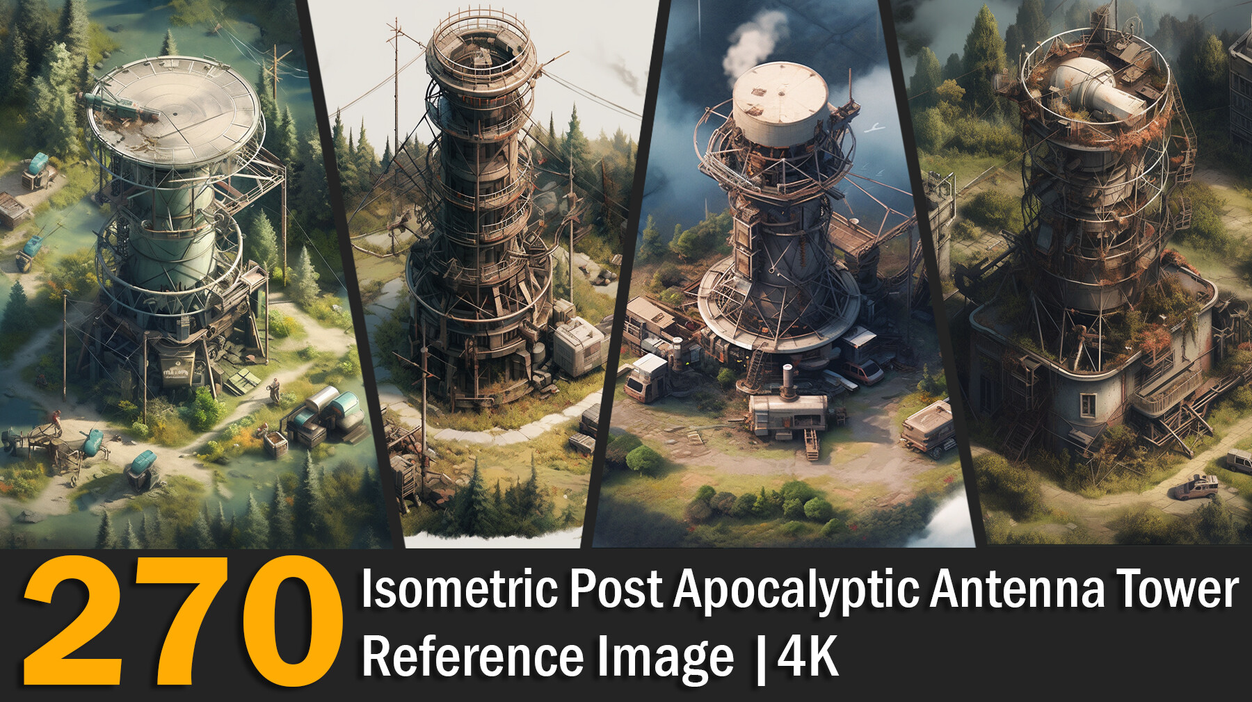 Lumière - Isometric Post Apocalyptic Antenna Tower | Reference Images | 4K
