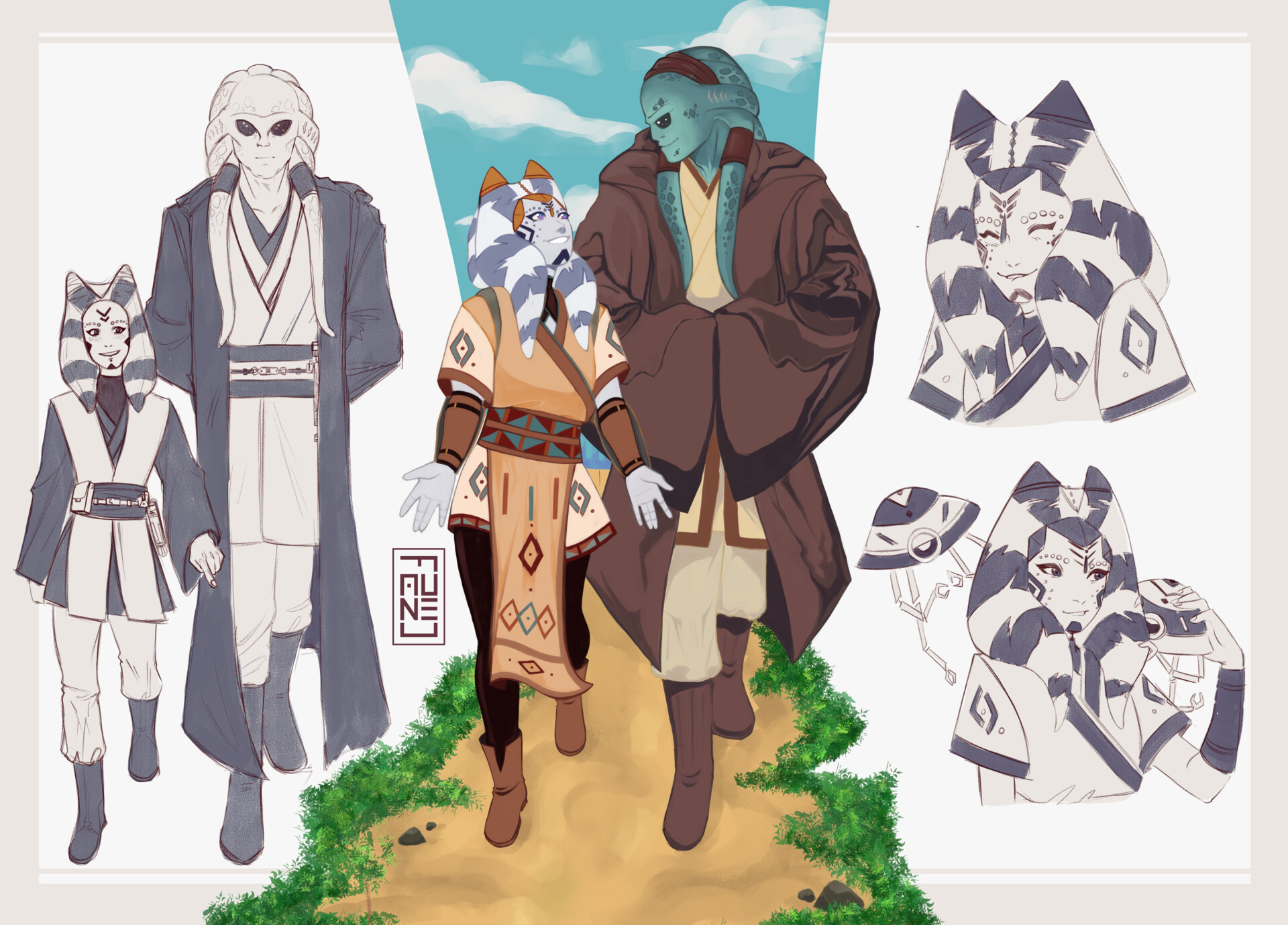 ArtStation - Star Wars - Padawan Leo'Nara and Master Igwe