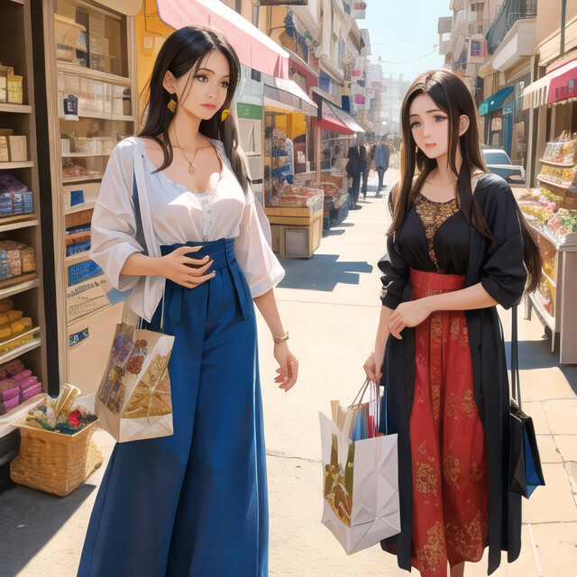 ArtStation - beautiful girls shopping in the streets