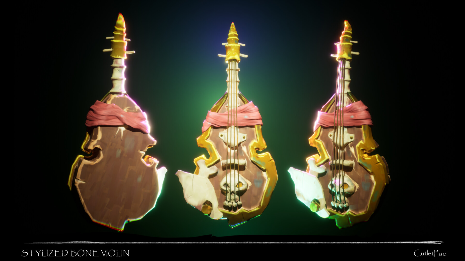 CutletPao - Hand-Painted, Stylized Bone Violin
