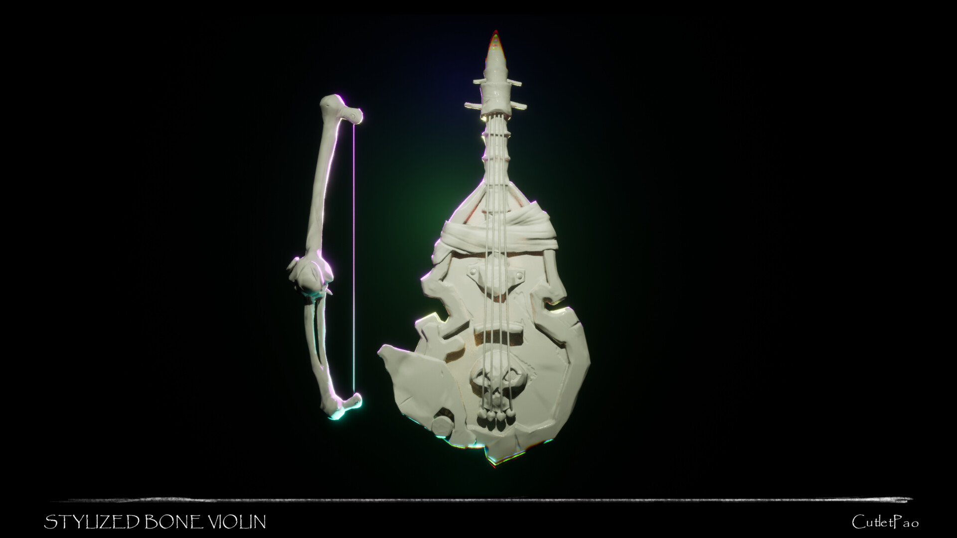 CutletPao - Hand-Painted, Stylized Bone Violin