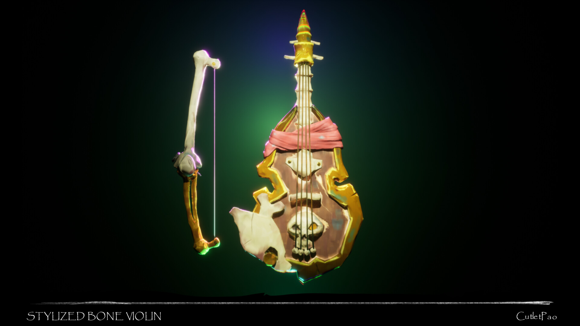 ArtStation - Hand-Painted, Stylized Bone Violin