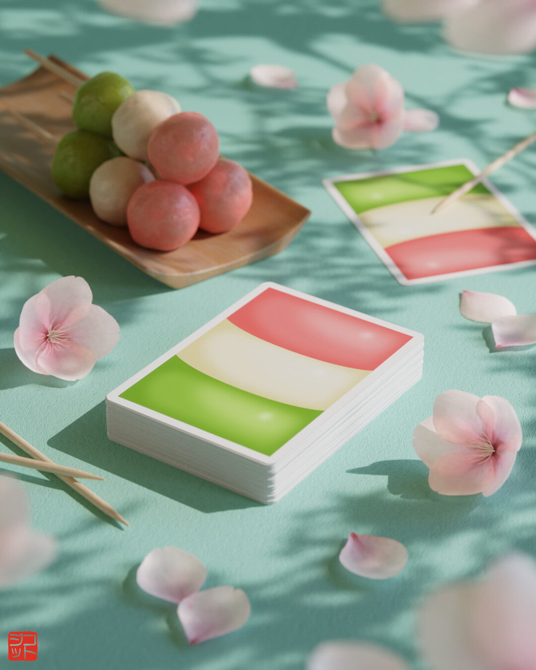 ArtStation - だんごトランプ - Dango Playing Cards Hanami edition back design ...