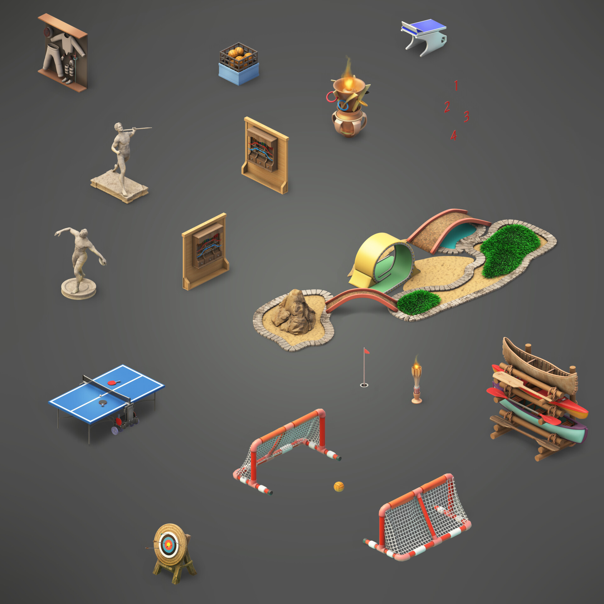 ArtStation - Isometric Olympic Themed Assets