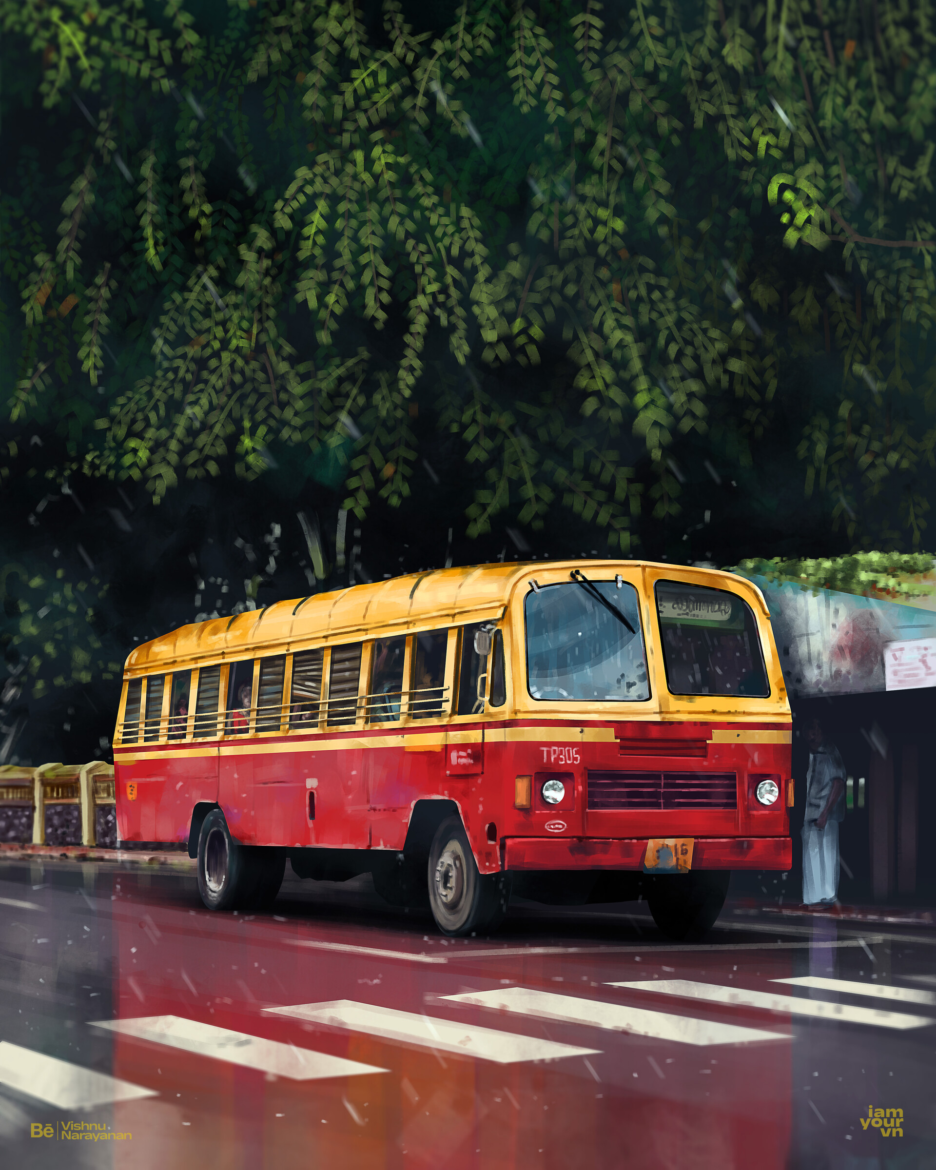 ArtStation - KSRTC Bus Kerala Mansoon
