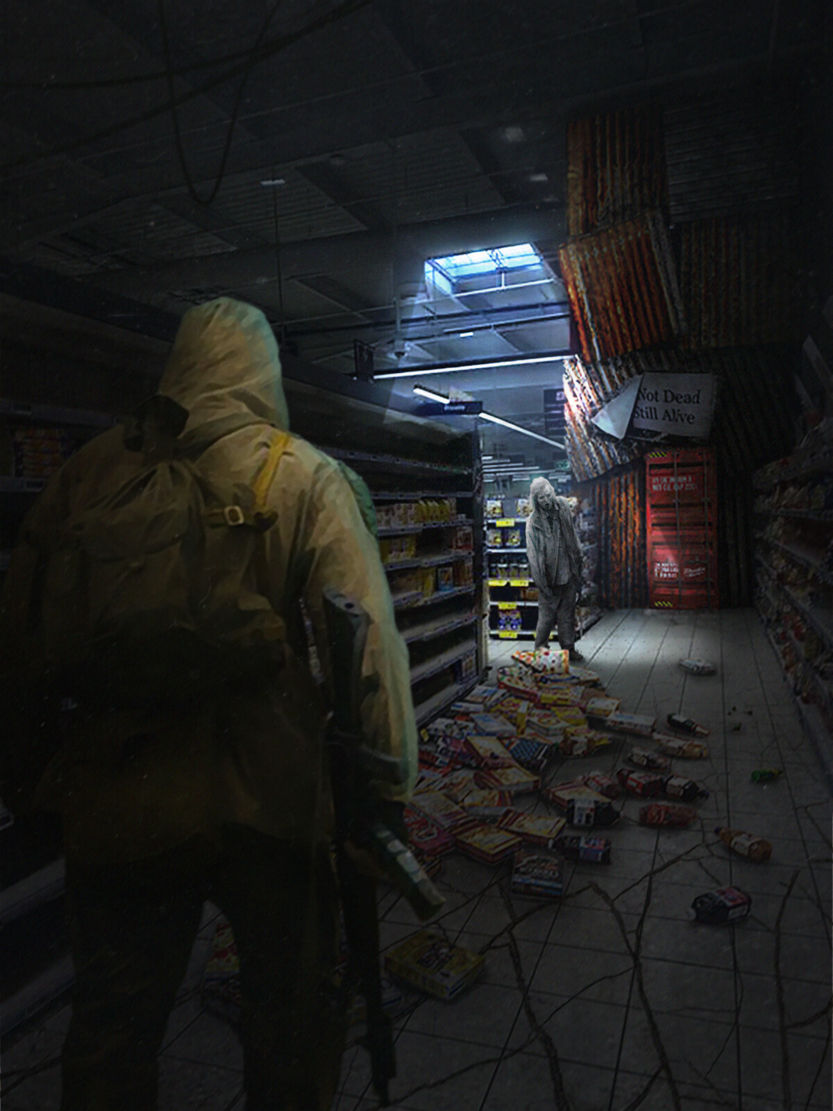 Liam Davey - Concept art frames - set in a zombie apocalypse.