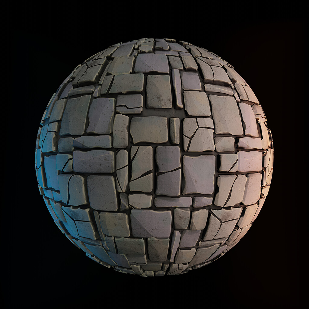 ArtStation - Cobblestone Wall - Substance Designer Stylized Material