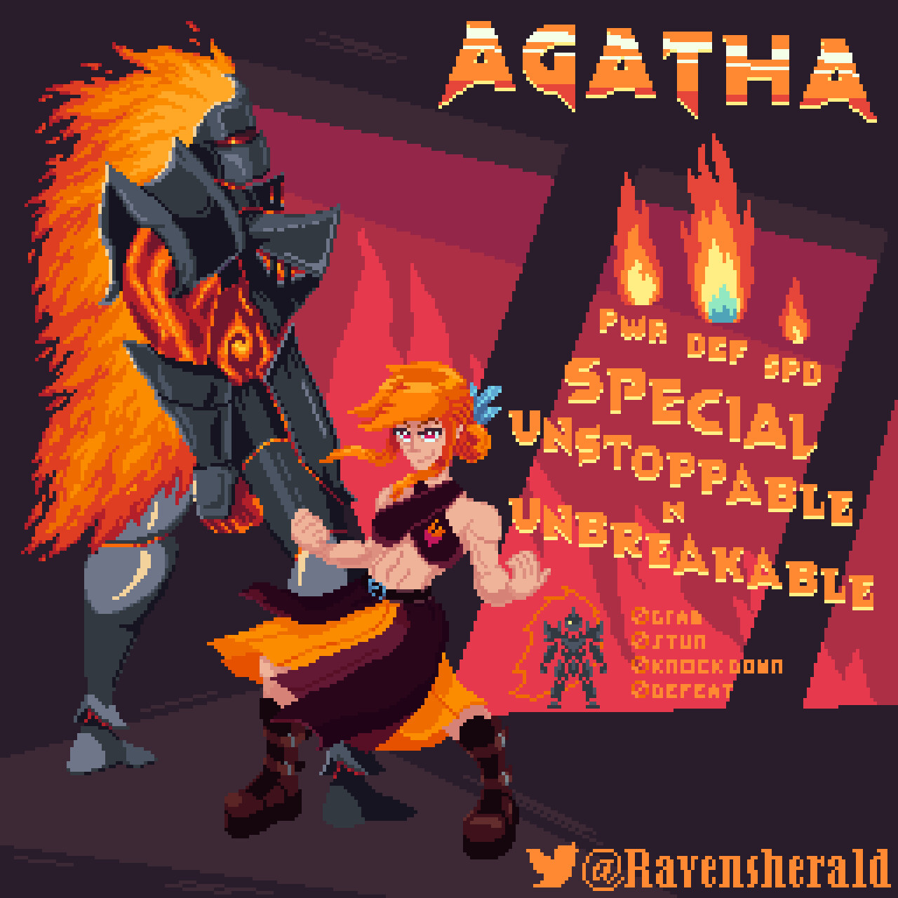 ArtStation - Agatha fighting game collab pixel art