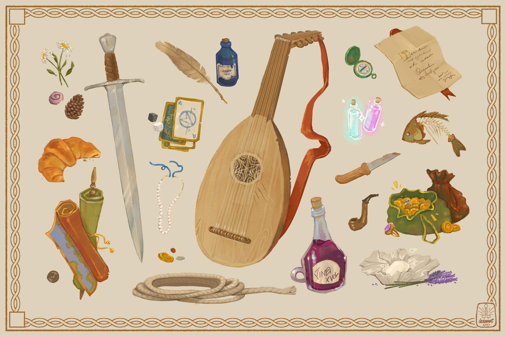 ArtStation - Fantasy RPG Noble Bard Equipment