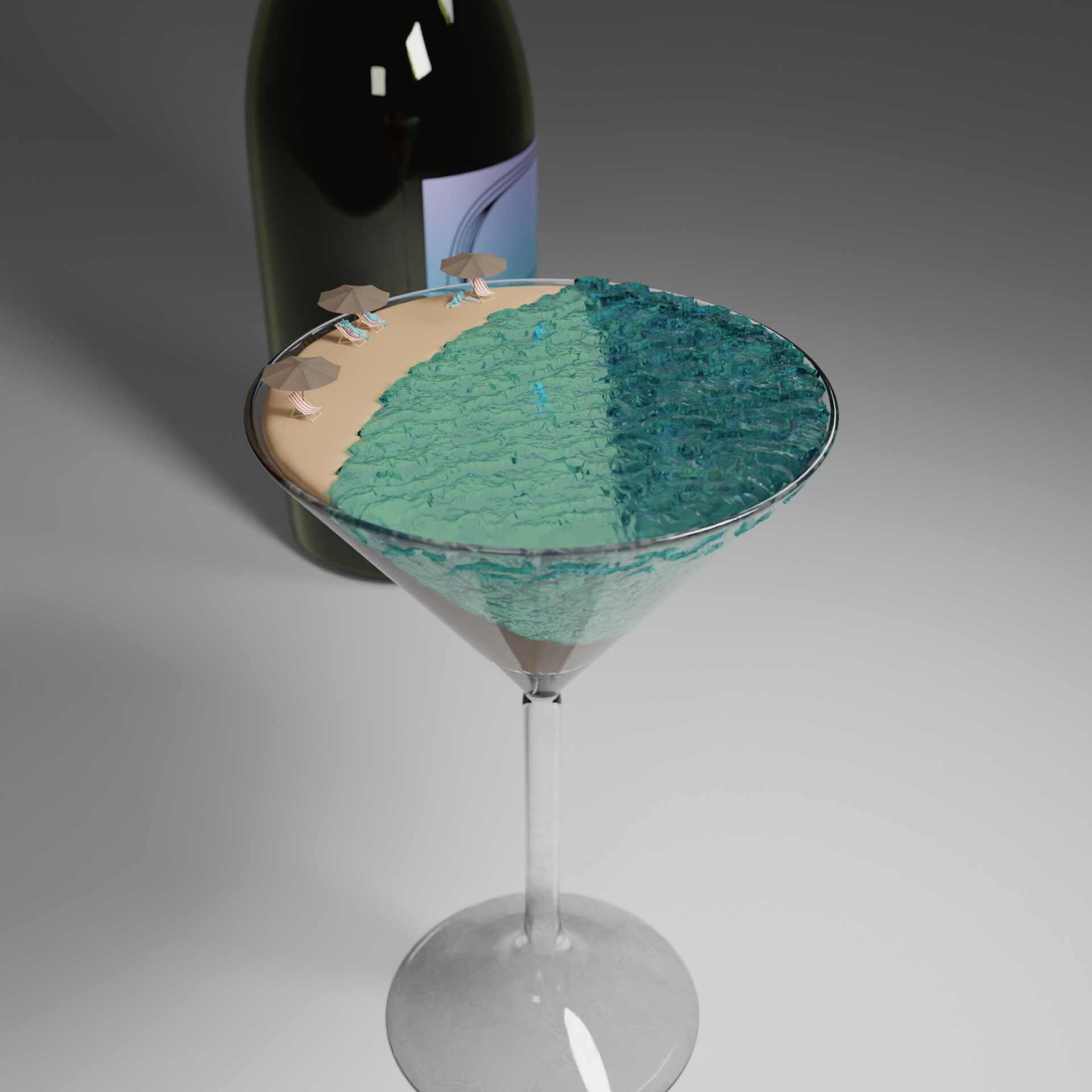 ArtStation - Beach on a Martini glass