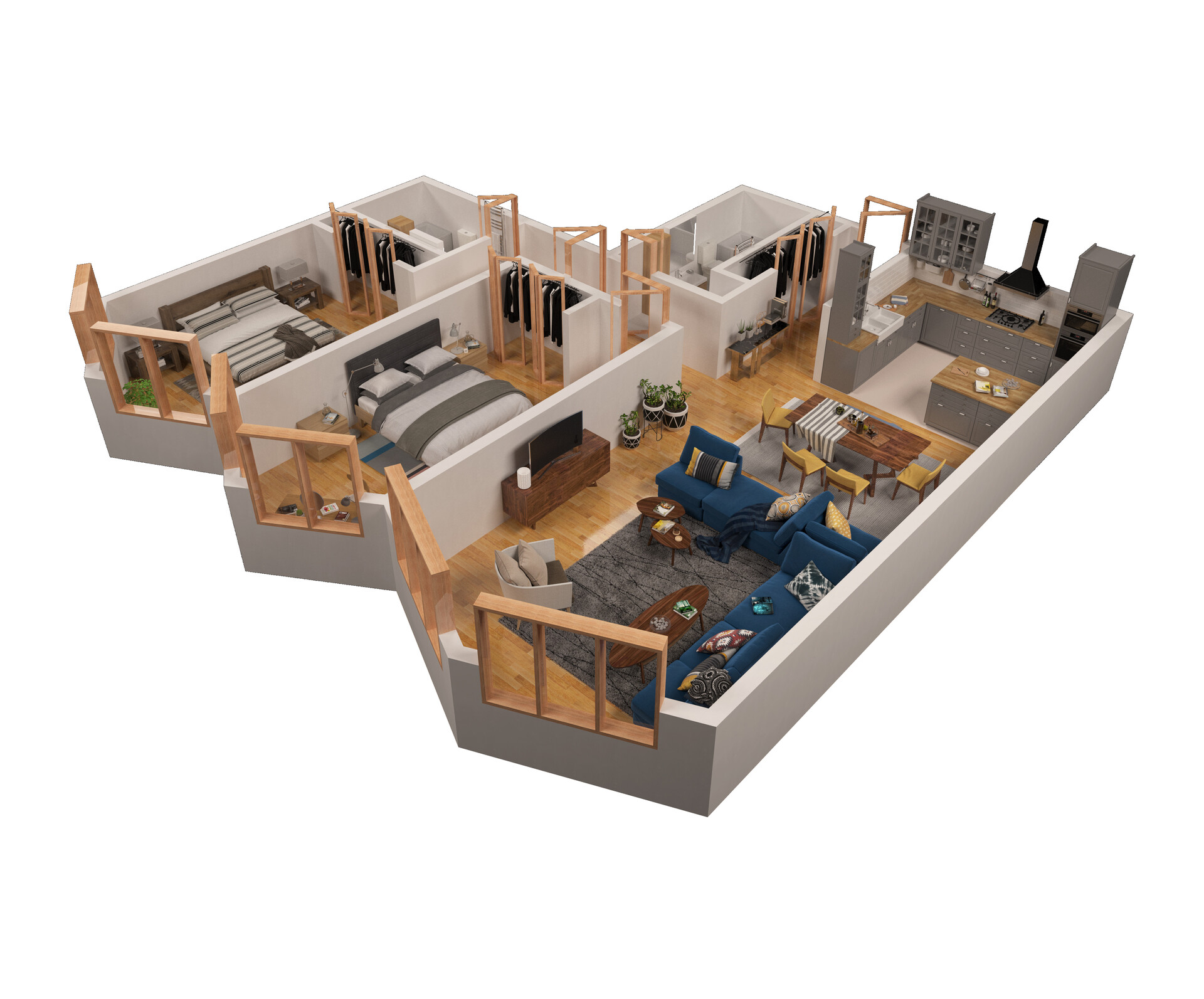 ArtStation - 2 bedroom apartment - 3D mini visualisation