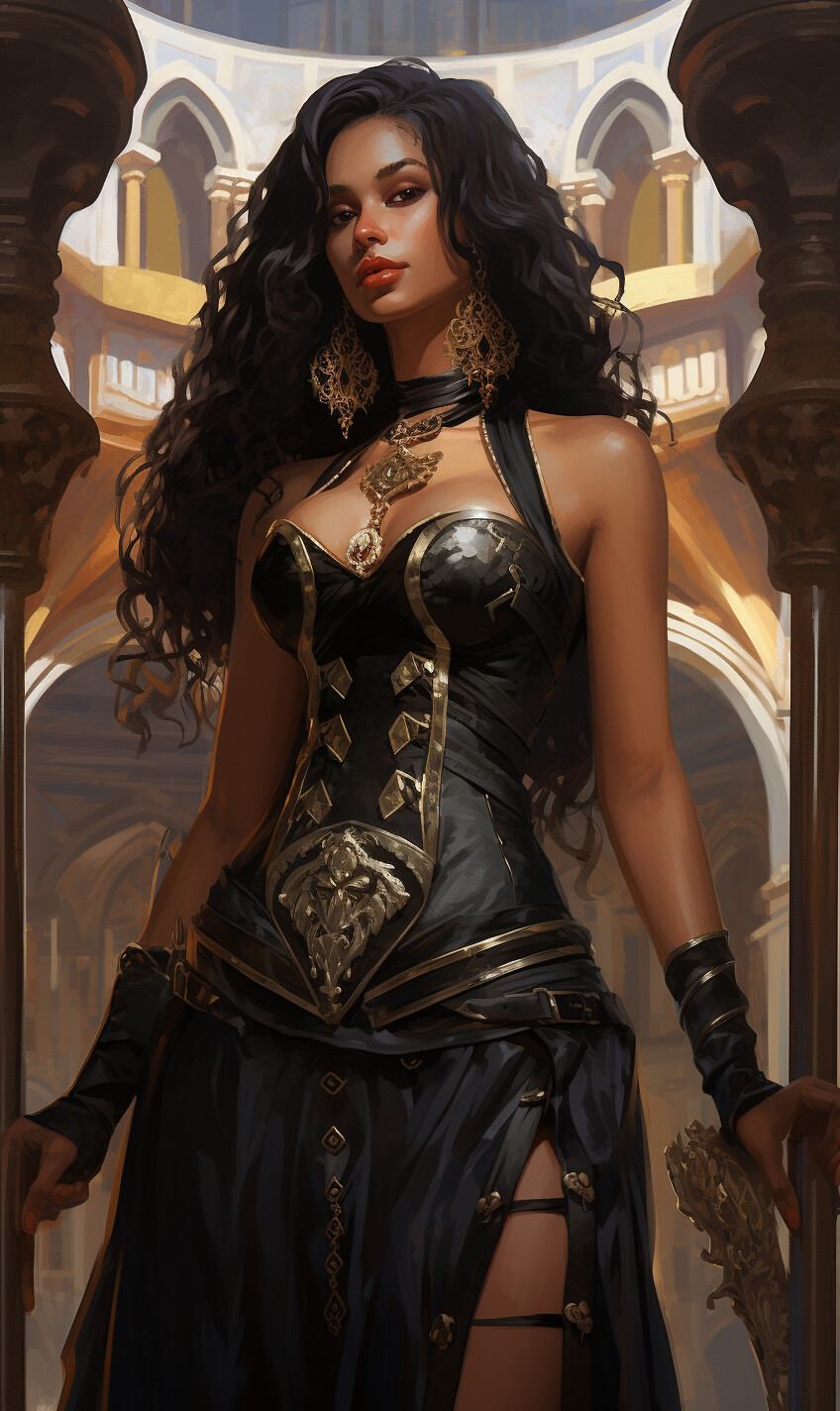 ArtStation - gorgeous leggy dark onyx black-skinned female dnd fighter mage