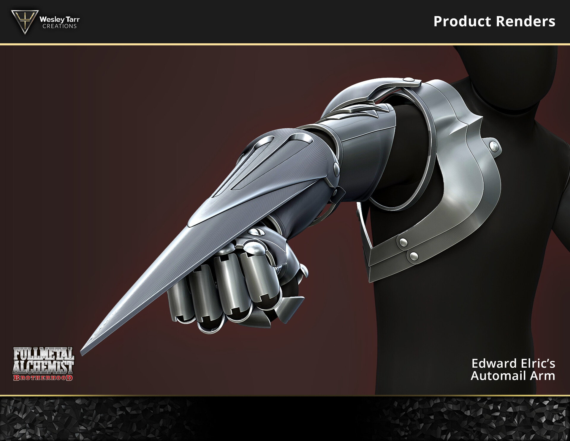 Wesley Tarr Creations - Edward Elric Automail Arm 3D Print Files
