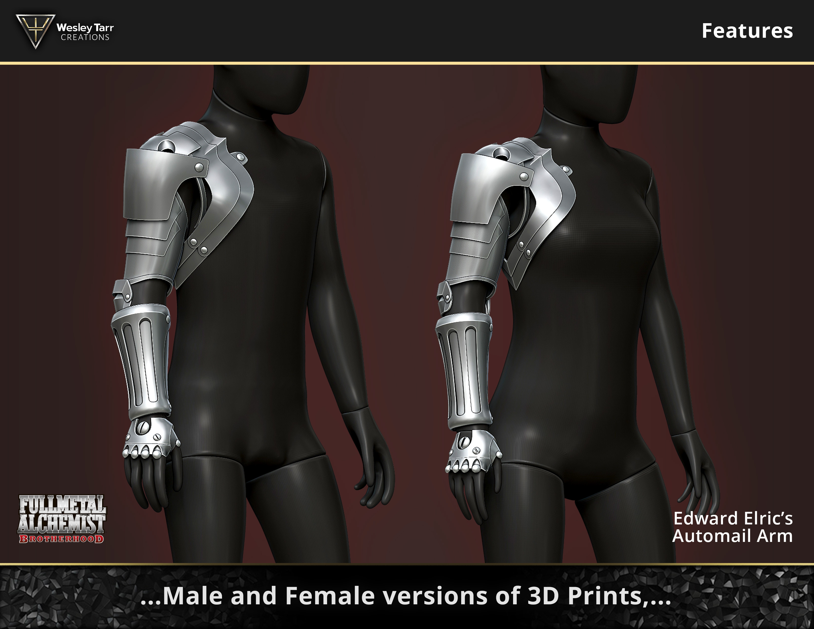 Wesley Tarr Creations Edward Elric Automail Arm 3d Print Files