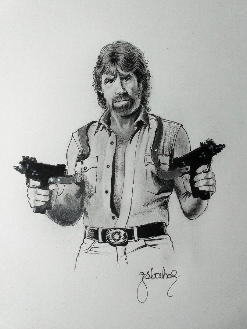 ArtStation - Chuck Norris A5 Sketchbook inktober drawing