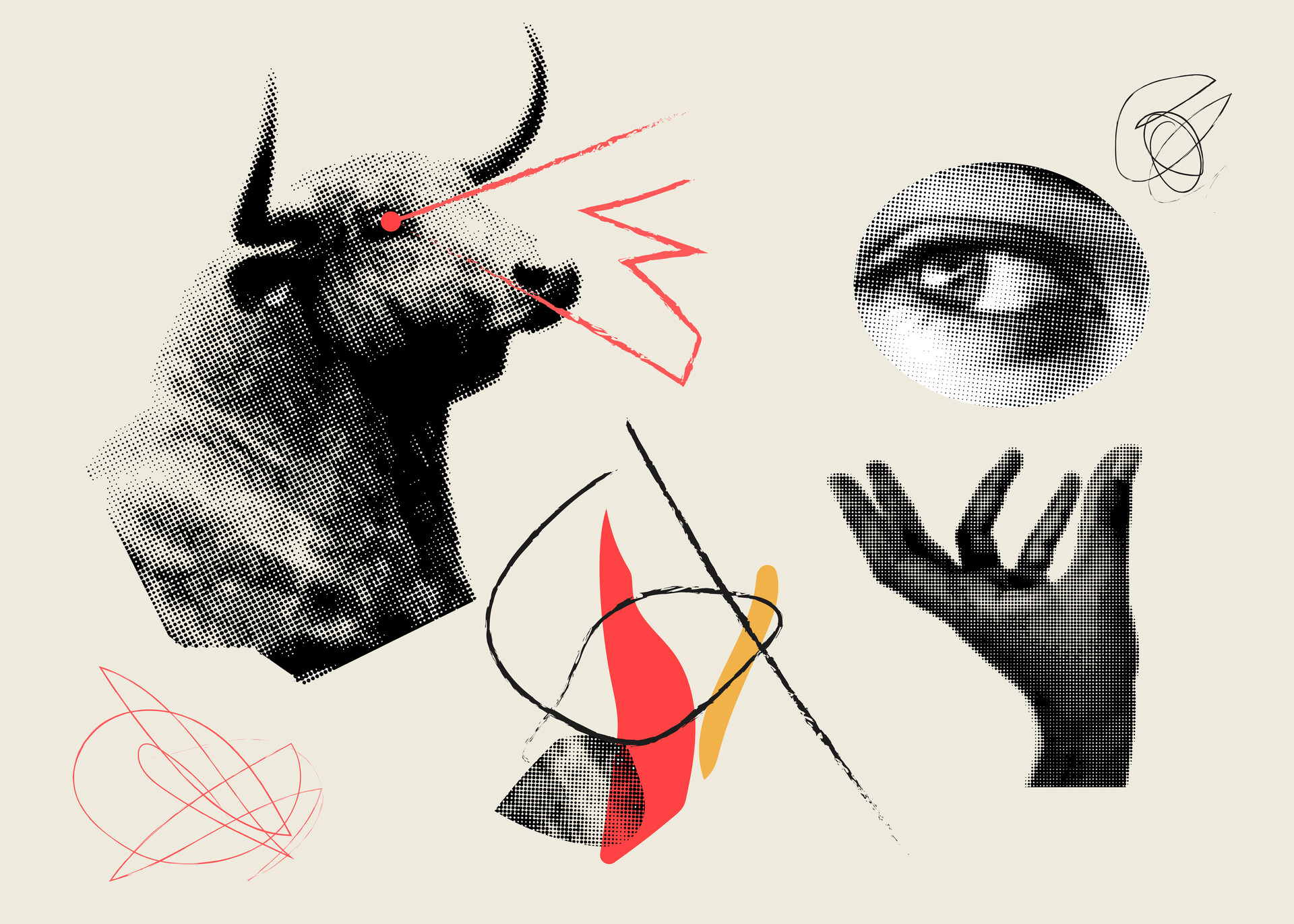 ArtStation - Bright vector collage of abstract elements, dotted ...