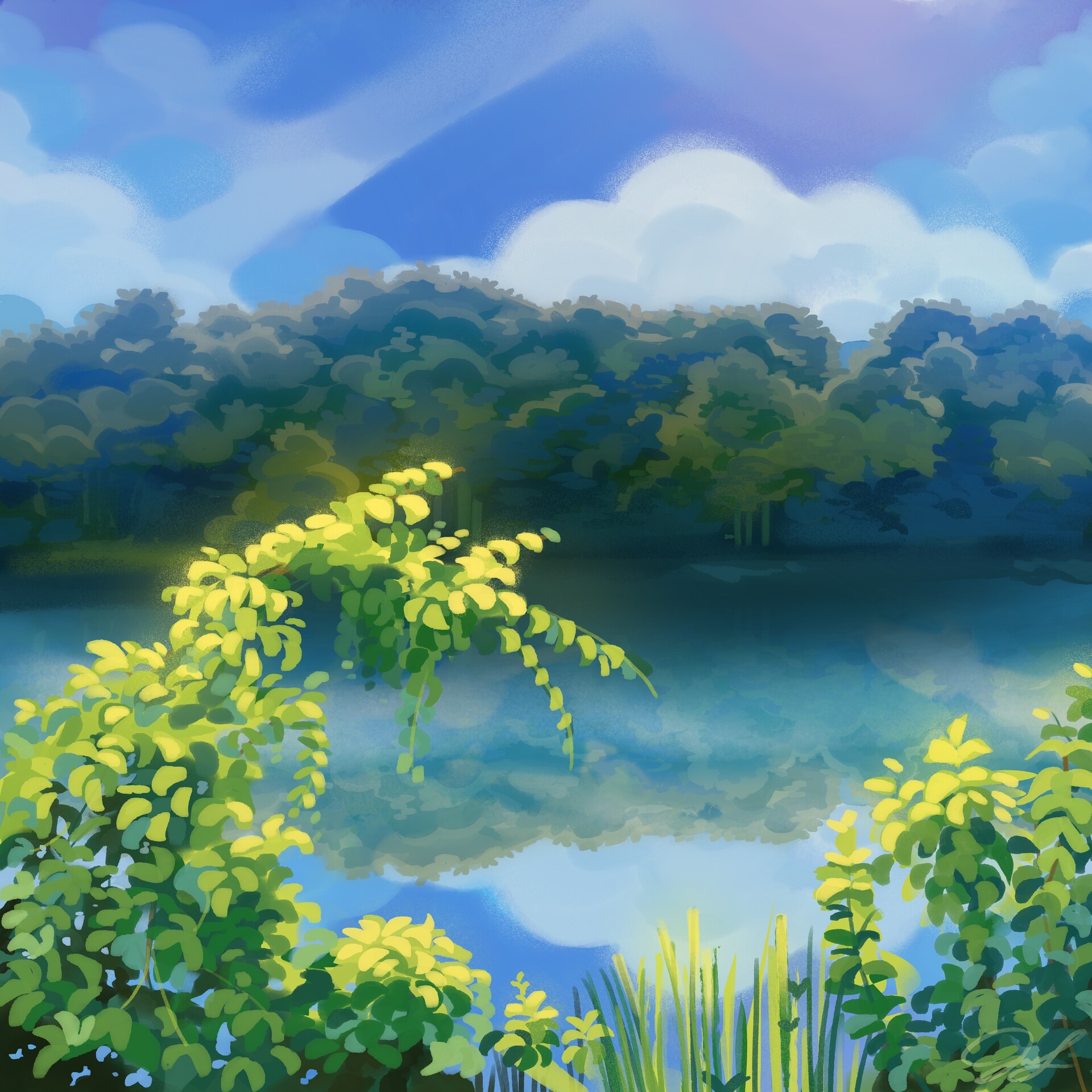 ArtStation - Park Painting Study