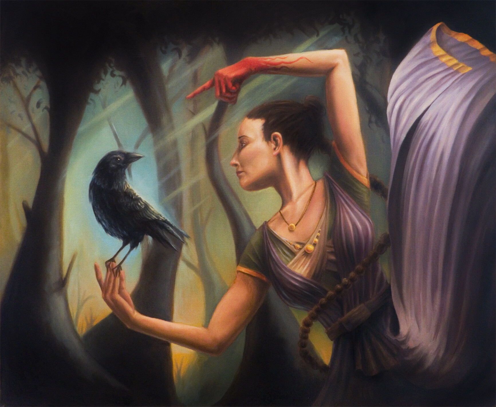 ArtStation - The witch tames her crow