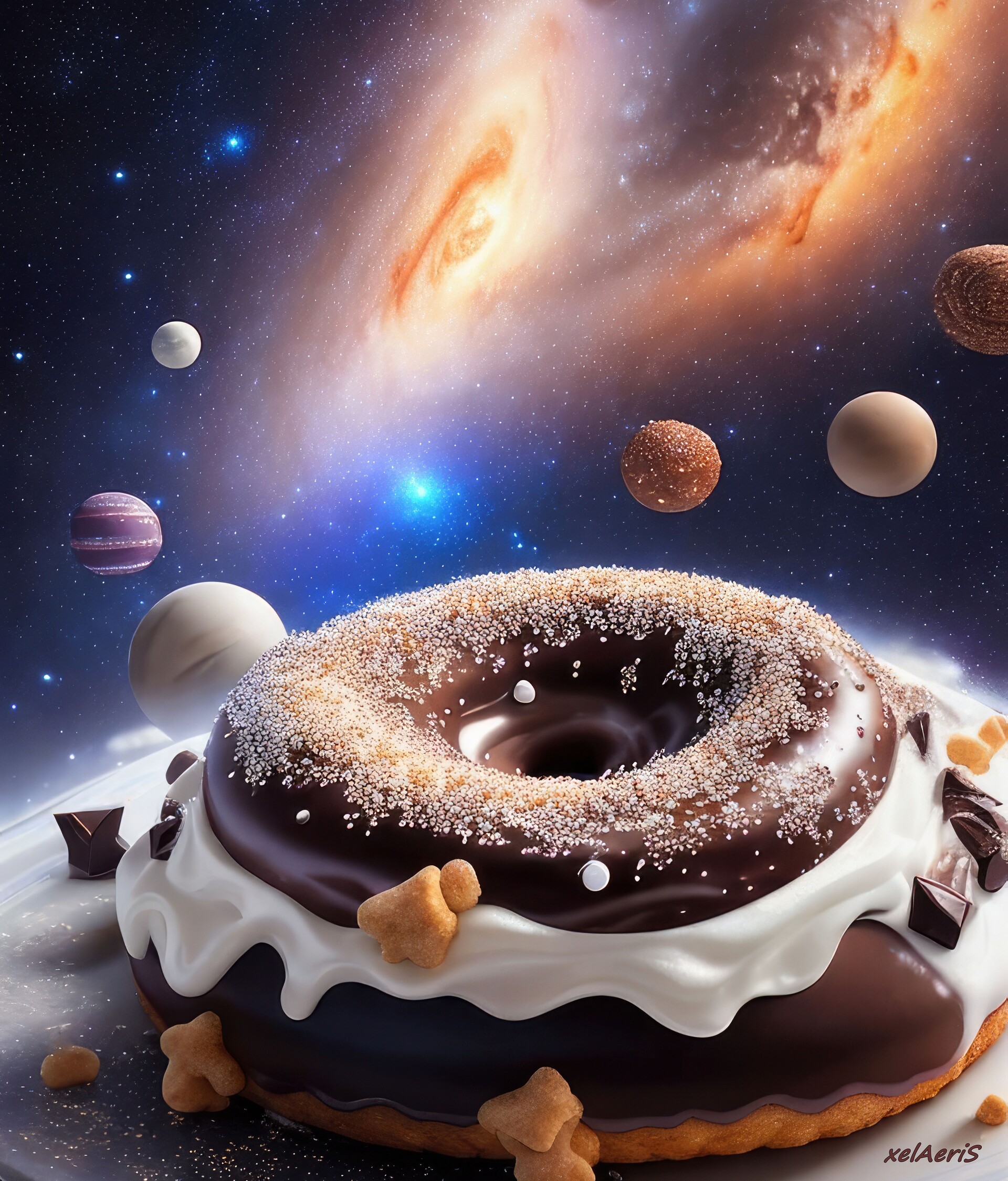 ArtStation - Image 🎨 Tasty Galaxy donut with sweet planets