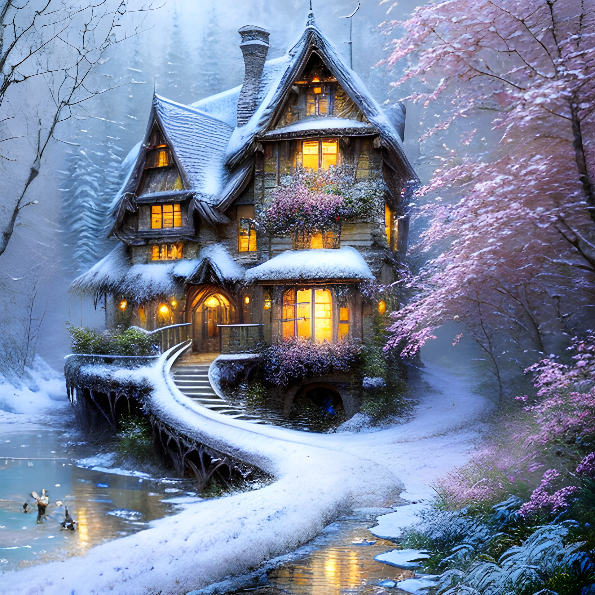 ArtStation - Frosty Winter Cottage Retreat