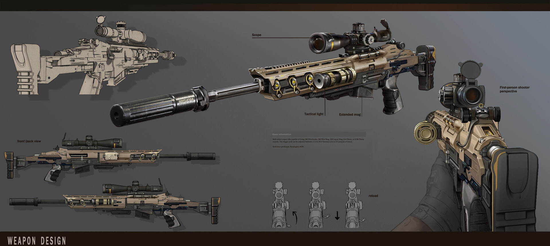 sniper rifle drawing reference