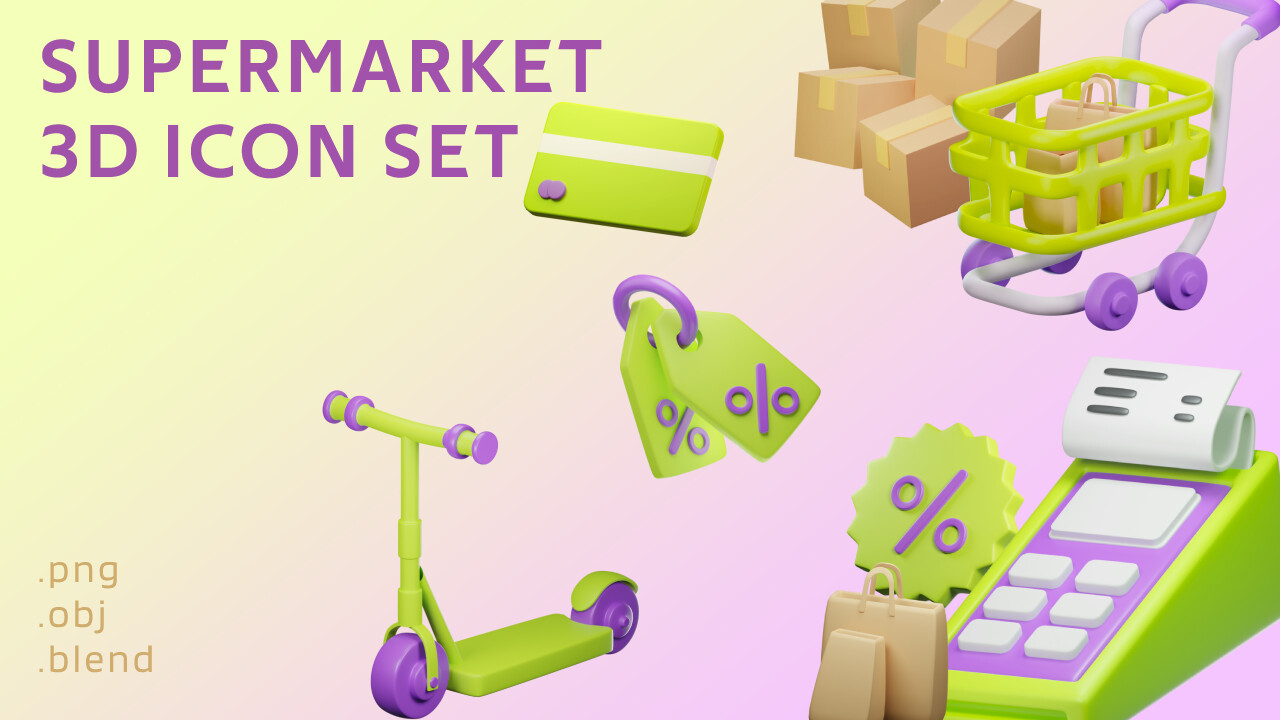 ArtStation - Supermarket 3D icon collection
