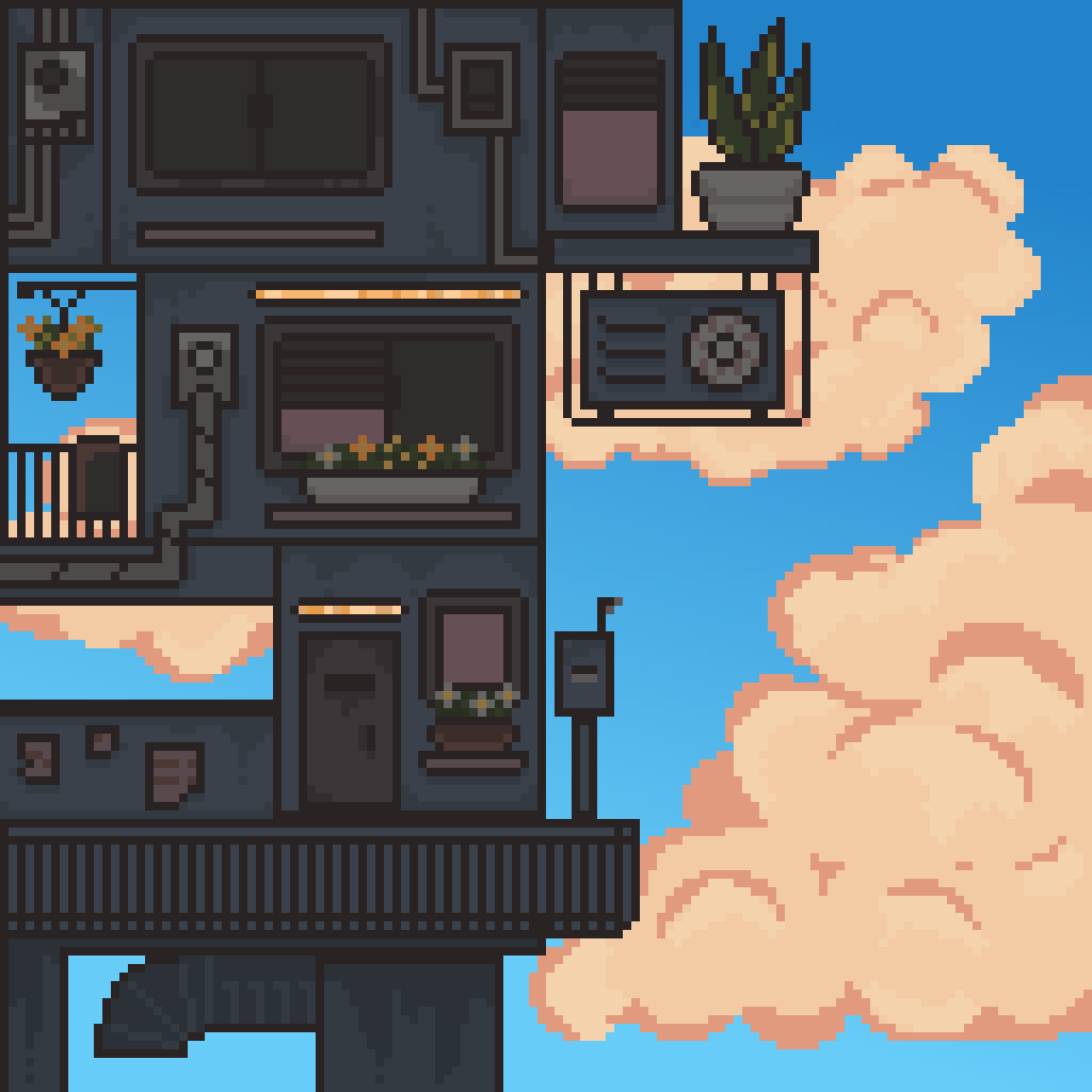 ArtStation - pixel art house in the clouds