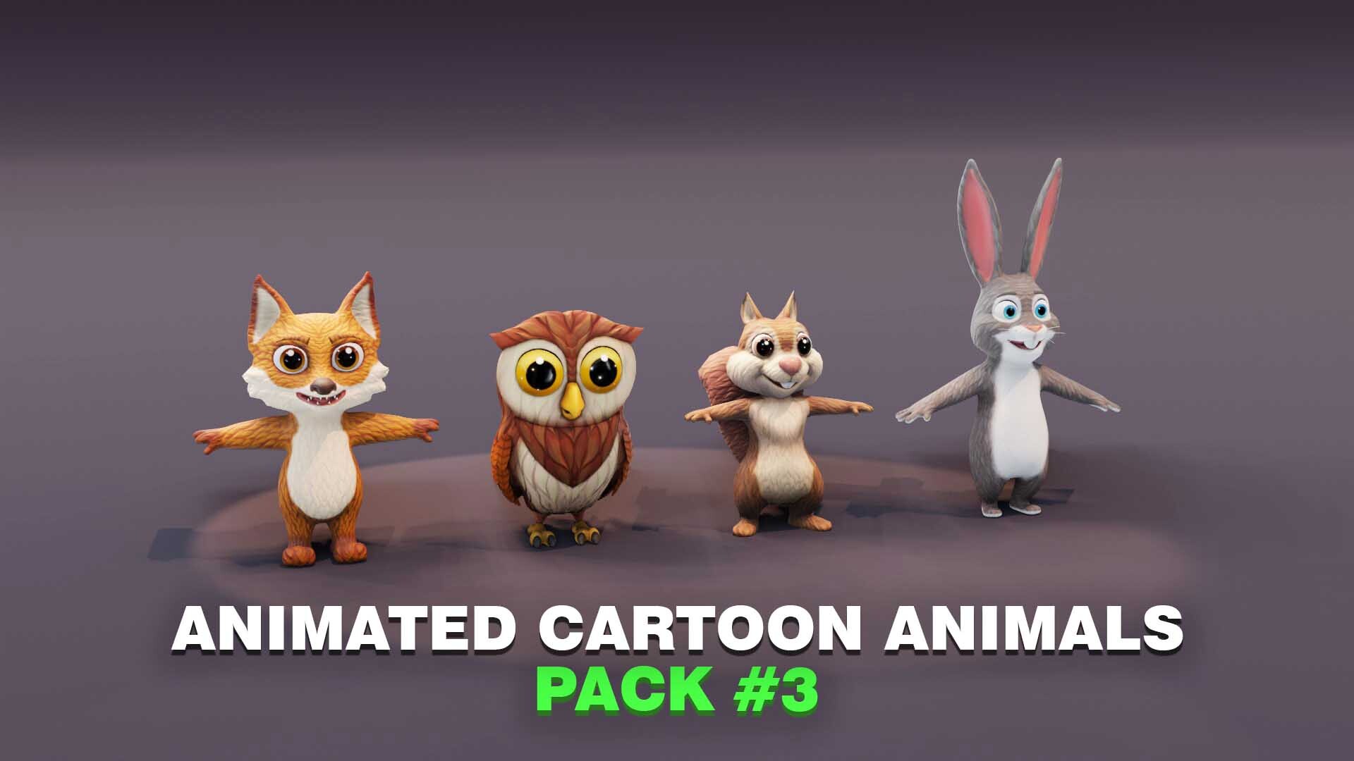 ArtStation - Animated Cartoon Animals 3D Models Pack #3