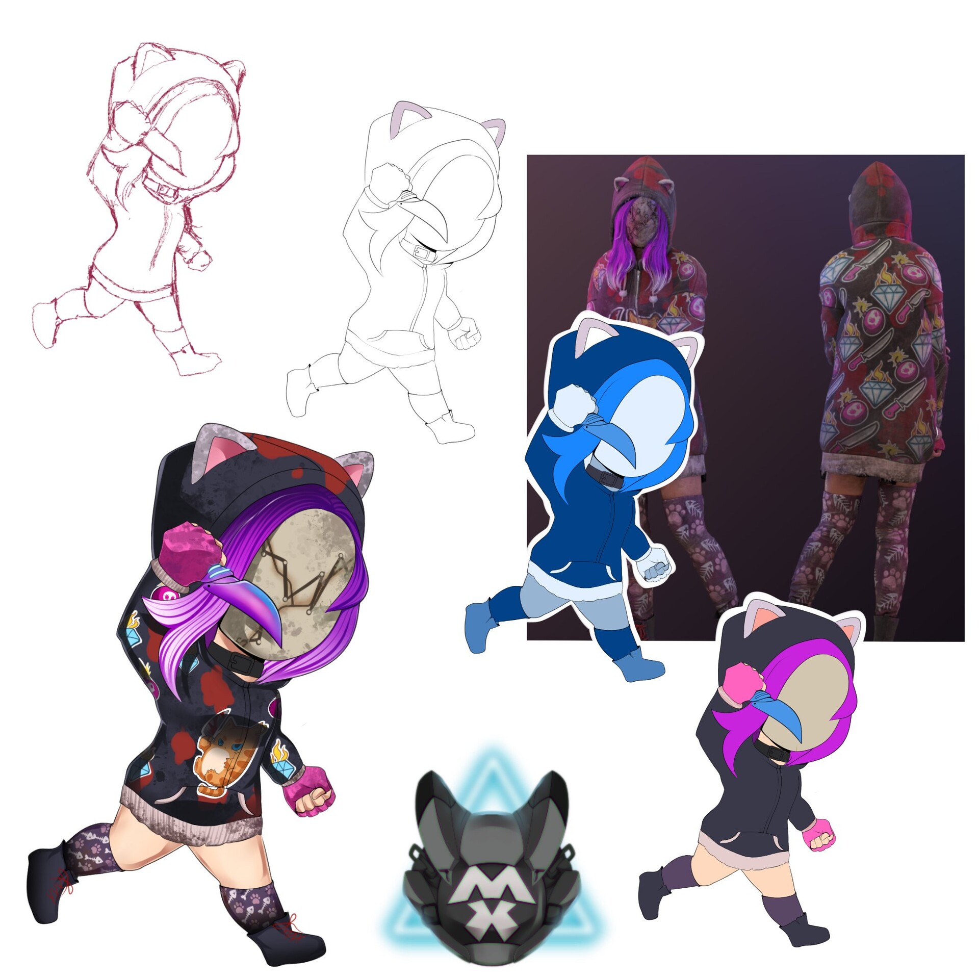 ArtStation - Dead By Daylight: Lethal Kitten Susie chibi art and progression