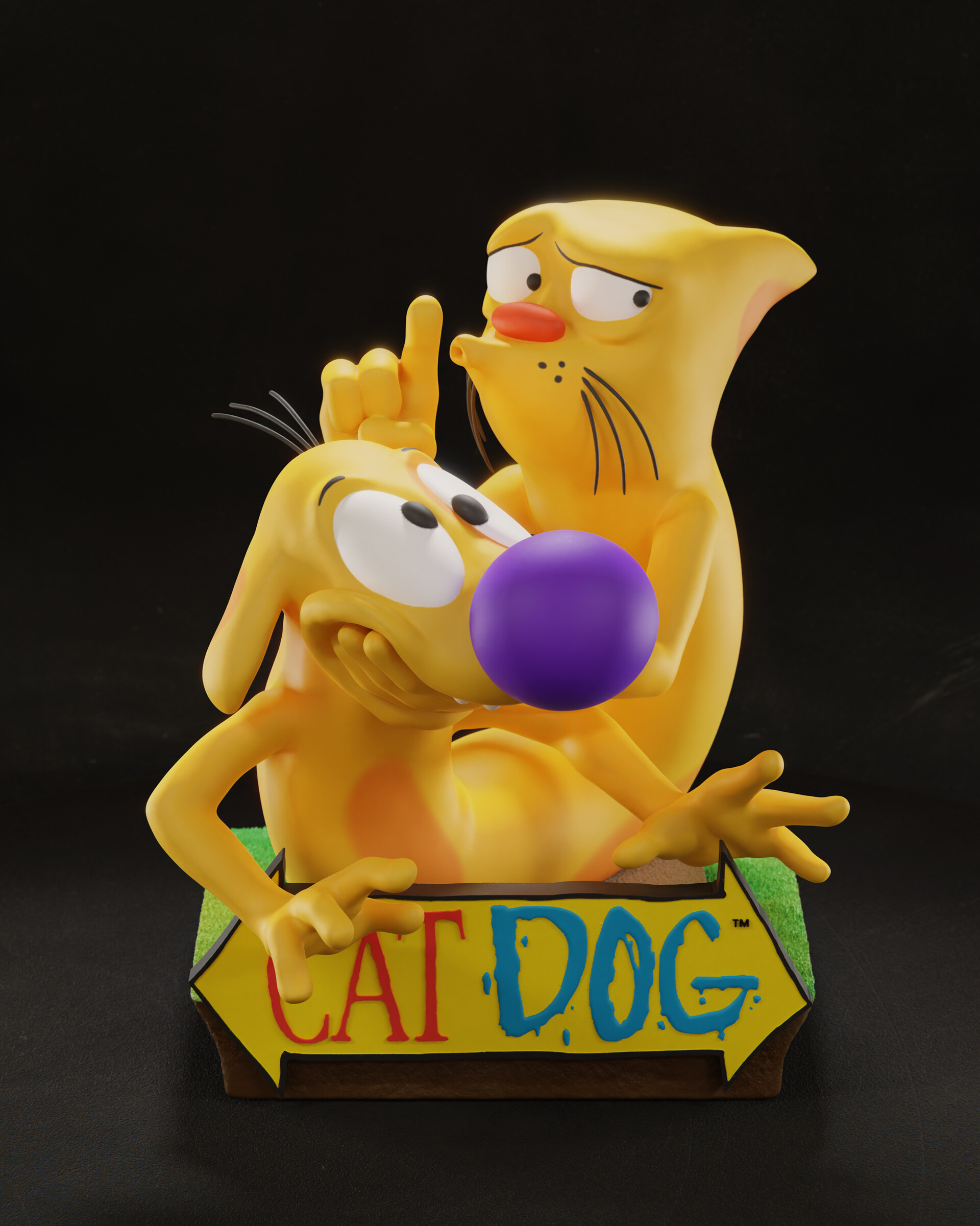 ArtStation - Catdog Statue 3D Sculpt