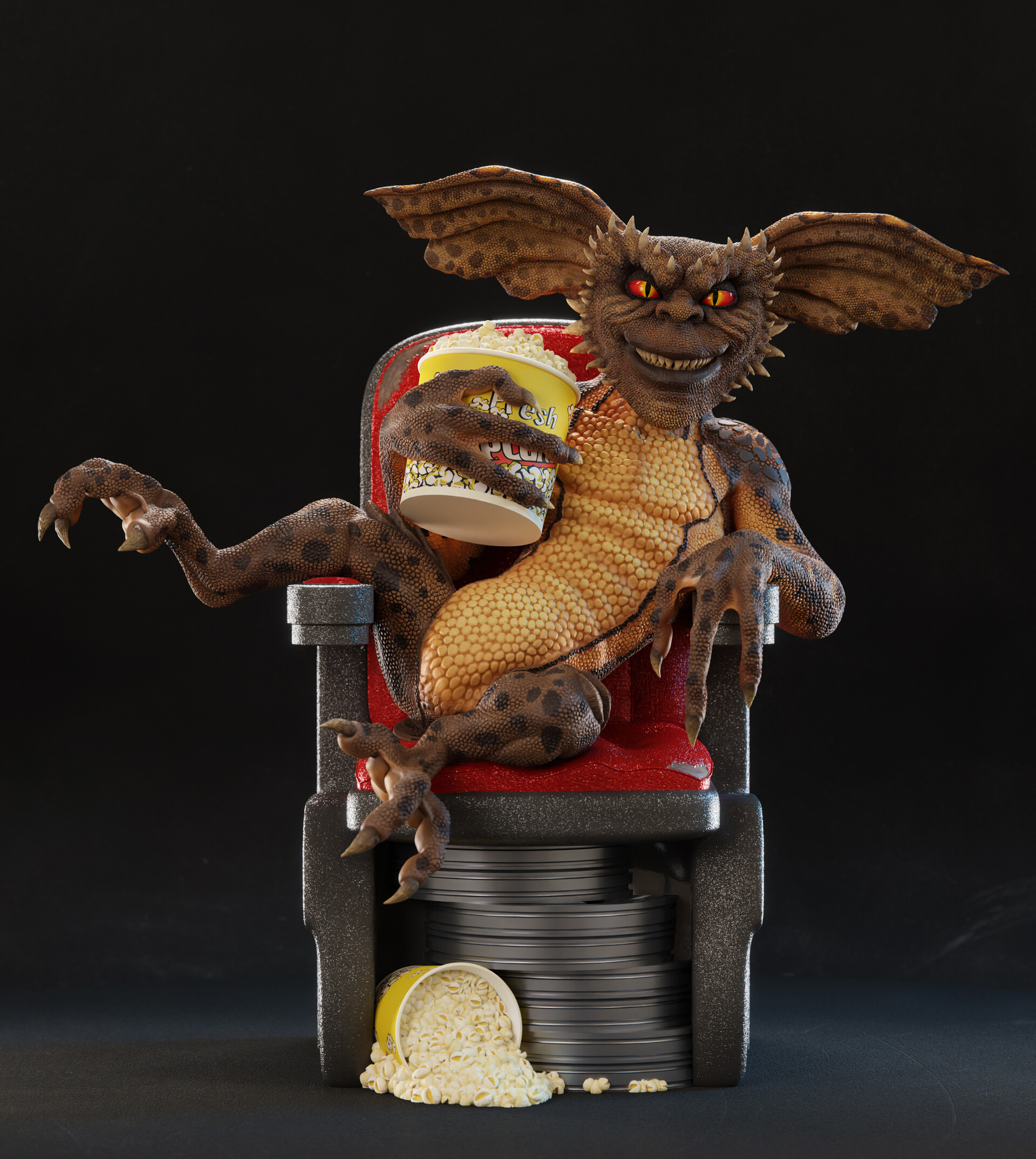 ArtStation - Gremlins Cinema Chair Gremlin Statue 3d Sculpt
