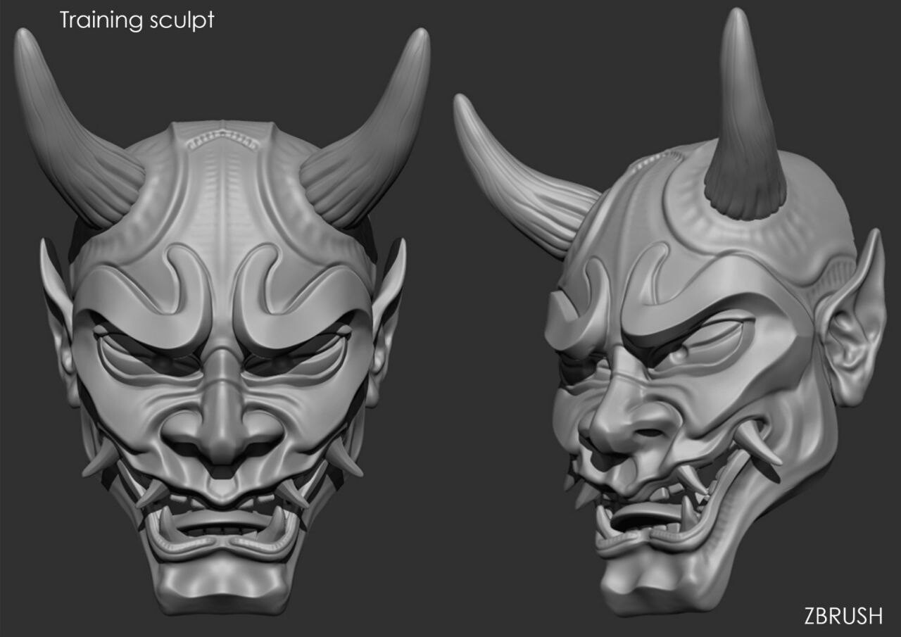 ArtStation - Japanese mask (training sculpt)