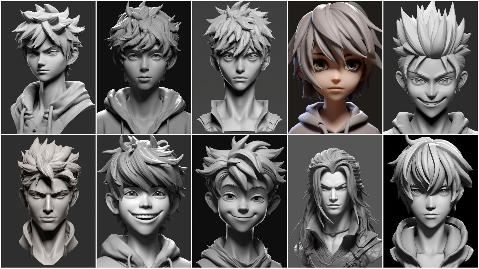 ArtStation - +200 Anime Boy Head Sculpt (4K)