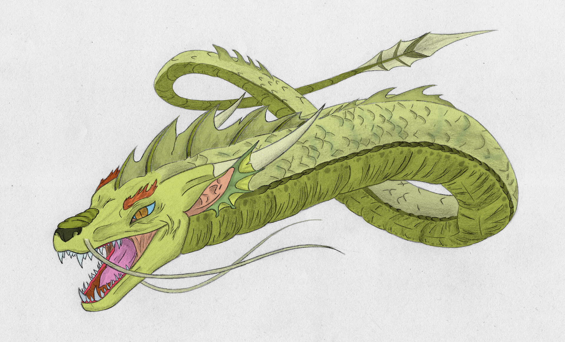 ArtStation - Sea serpent lung wyrm, with colour.
