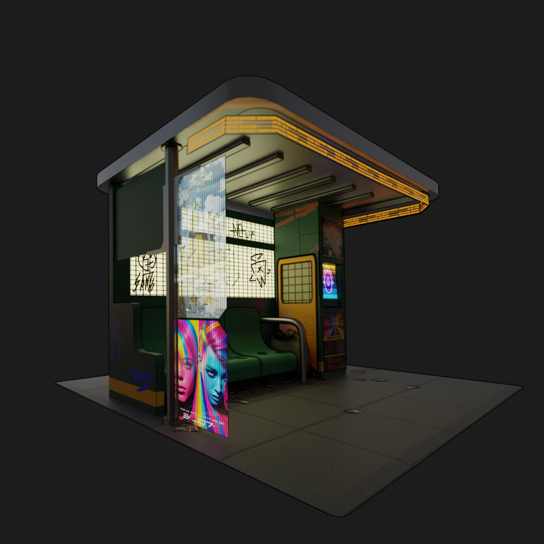 Bento César - Cyberpunk Bus Stop