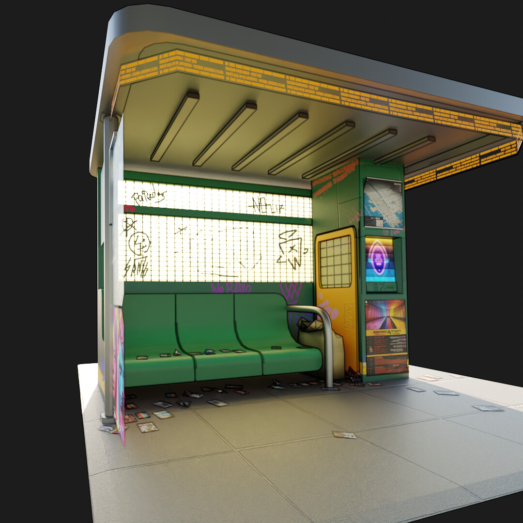 Bento César - Cyberpunk Bus Stop
