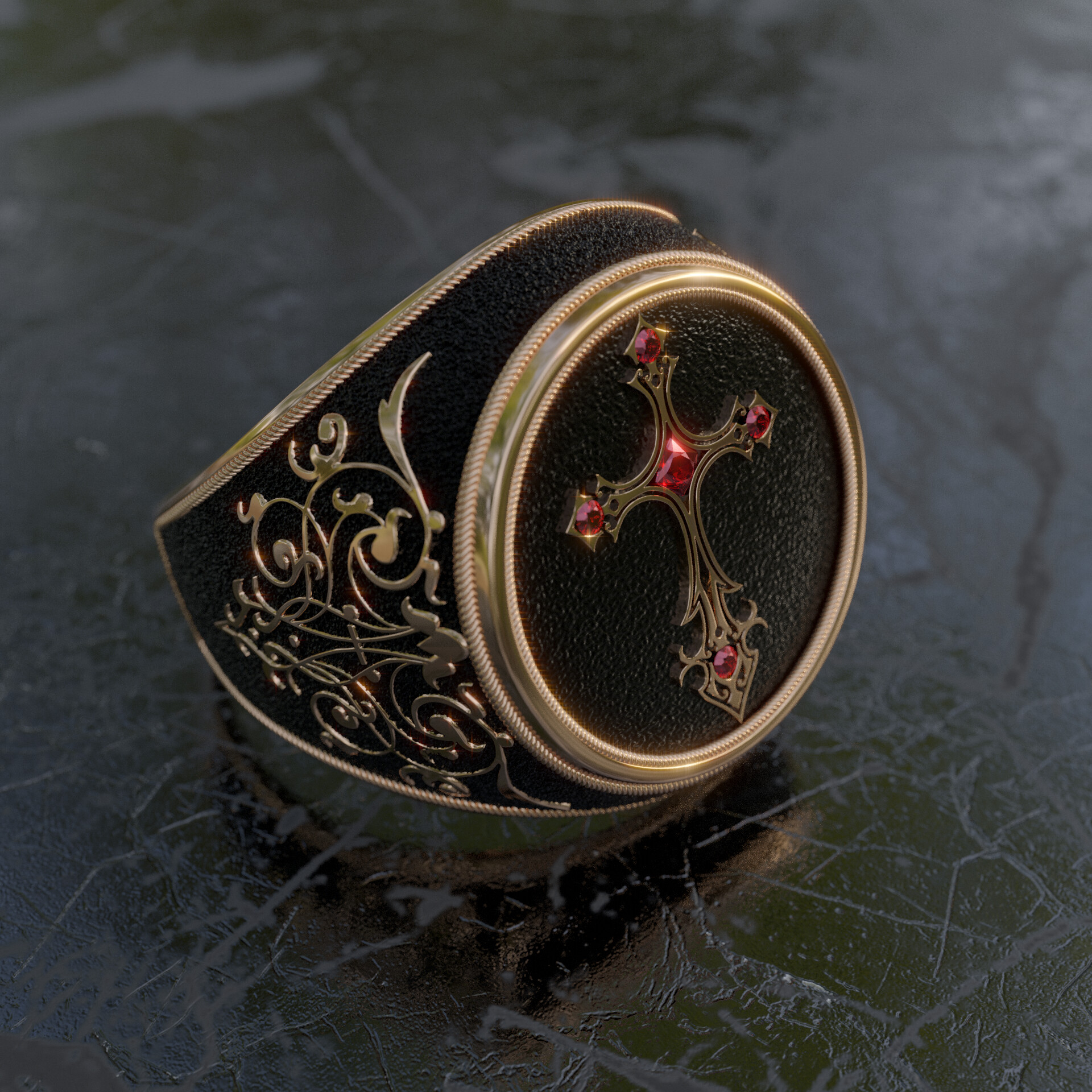 ArtStation - Ring with rubies