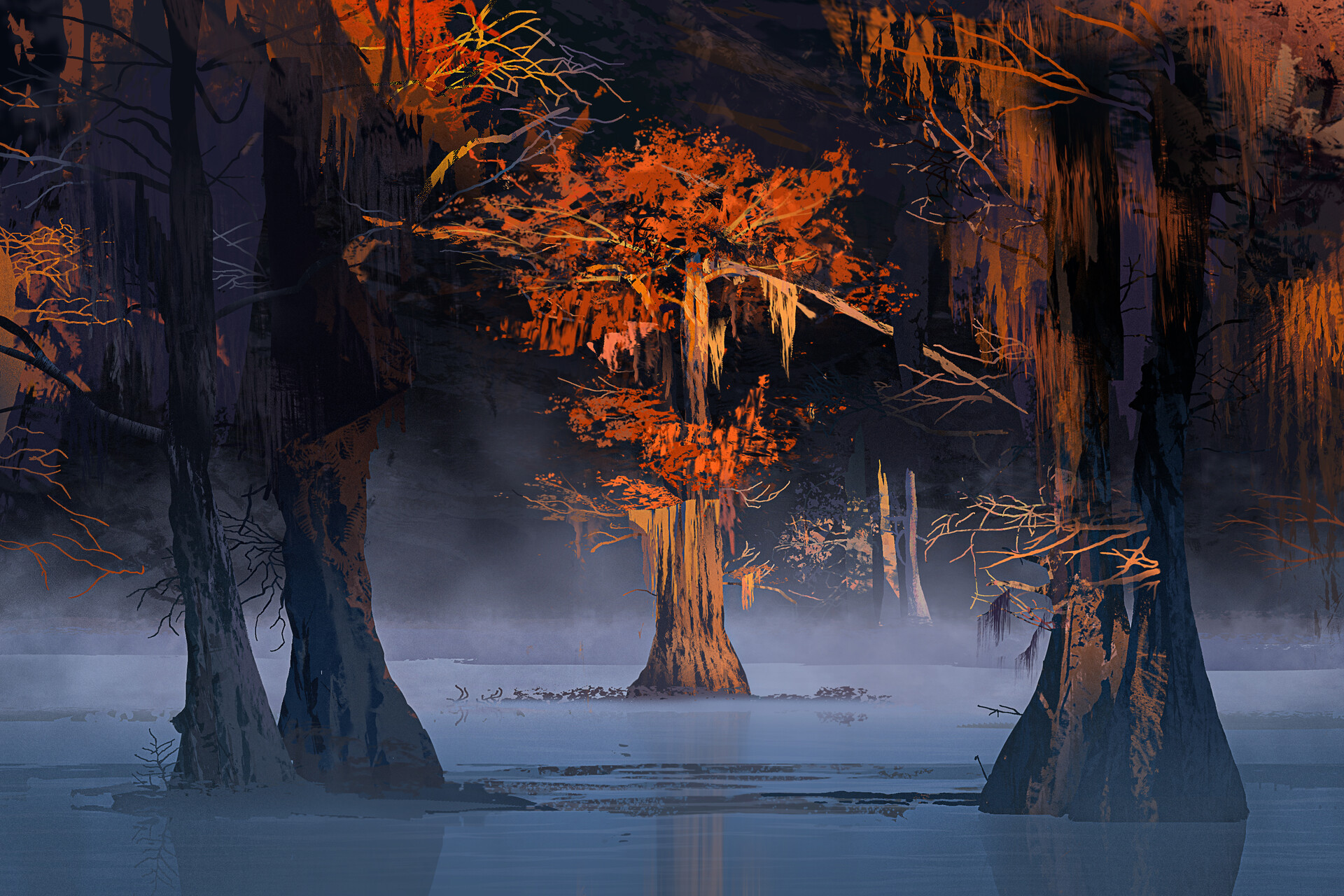 ArtStation - Cypress Swamps - Painting