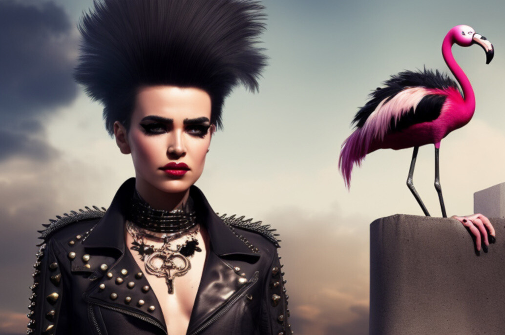 ArtStation - punk lady and a flamingo