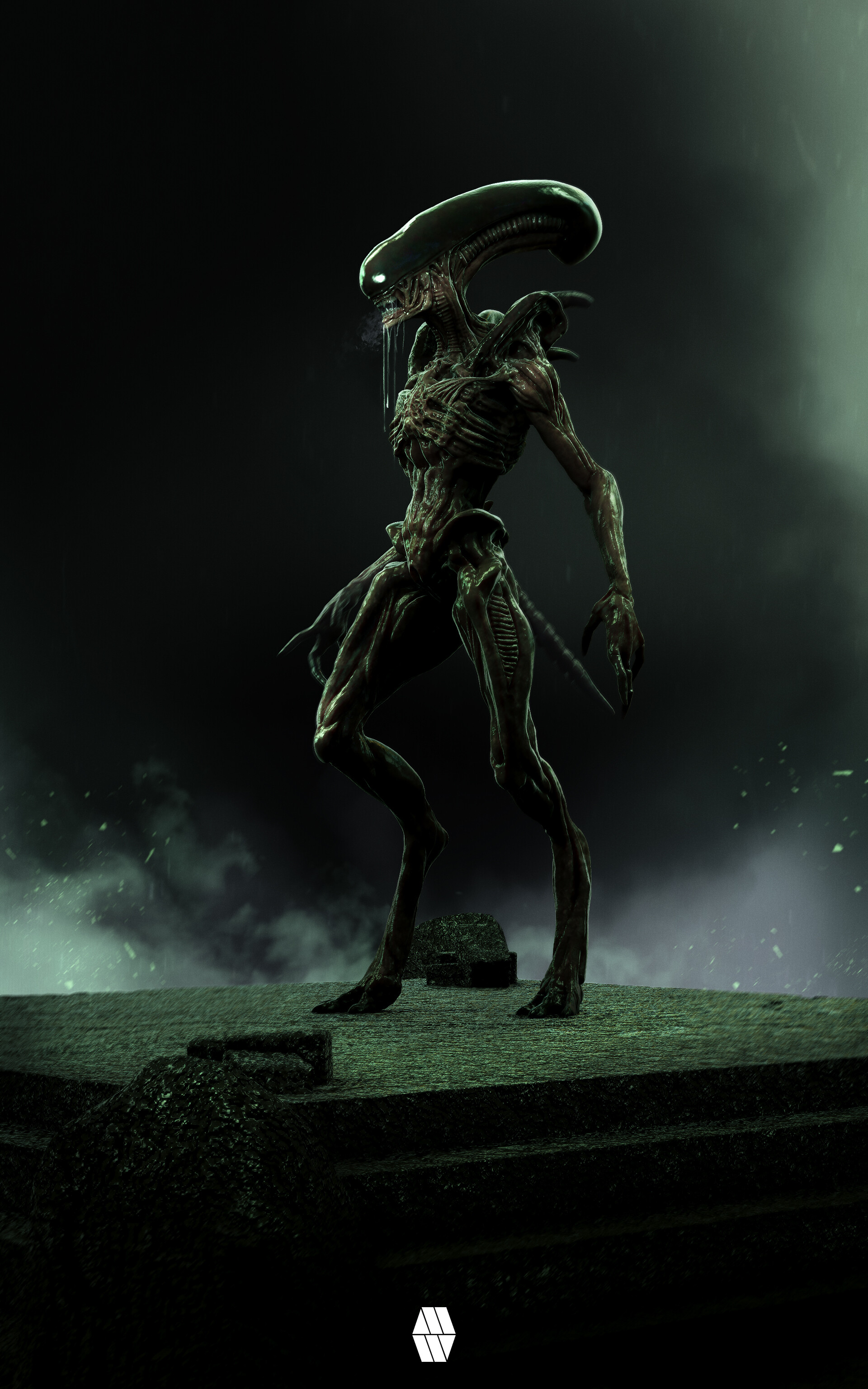 ArtStation - An Alien Emerges - 'Alien Short Tail' Concept Personal Project