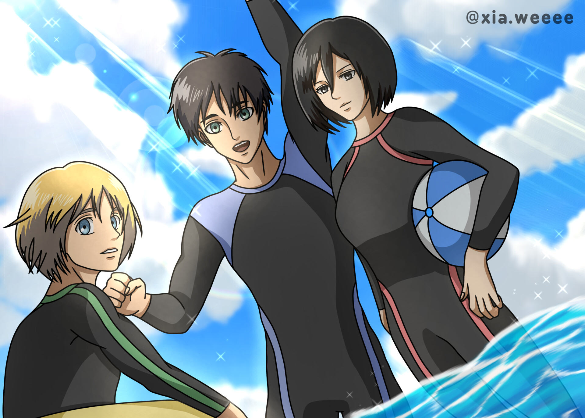 ArtStation - Beach Episode - Attack on Titan Modern AU