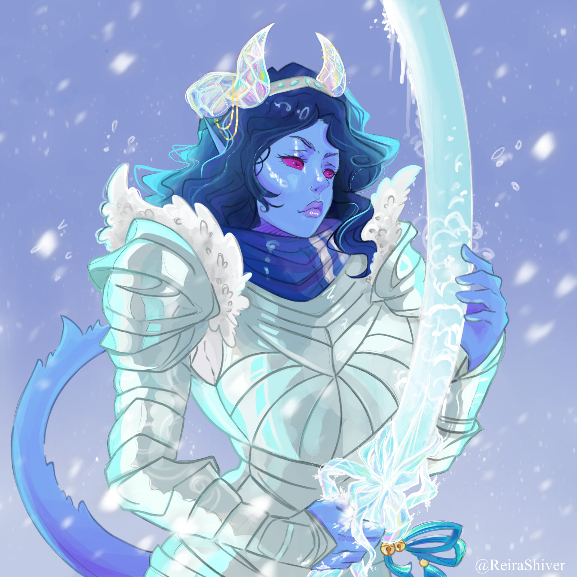 ArtStation - Icy tiefling in armor