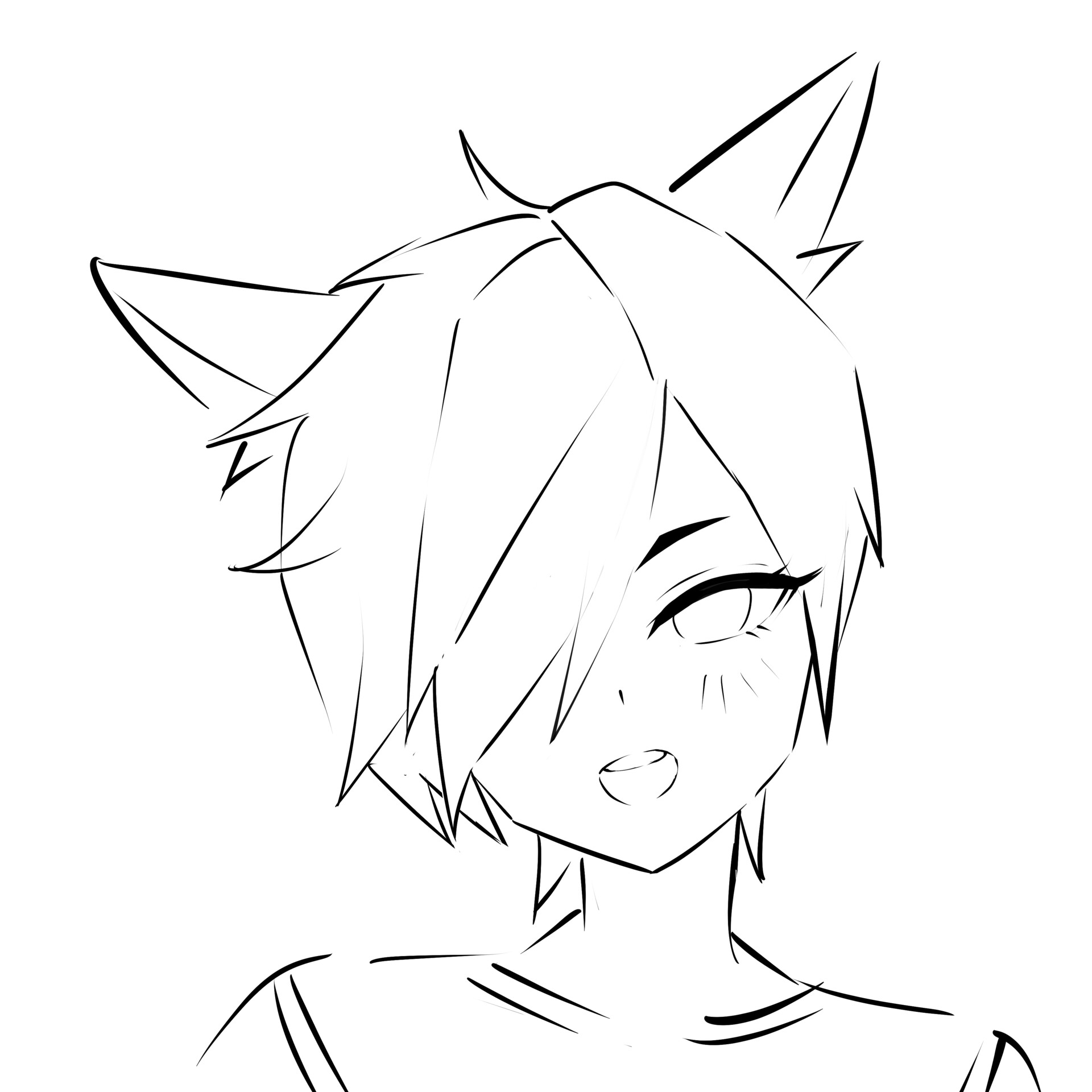 how to draw anime cat girl easy