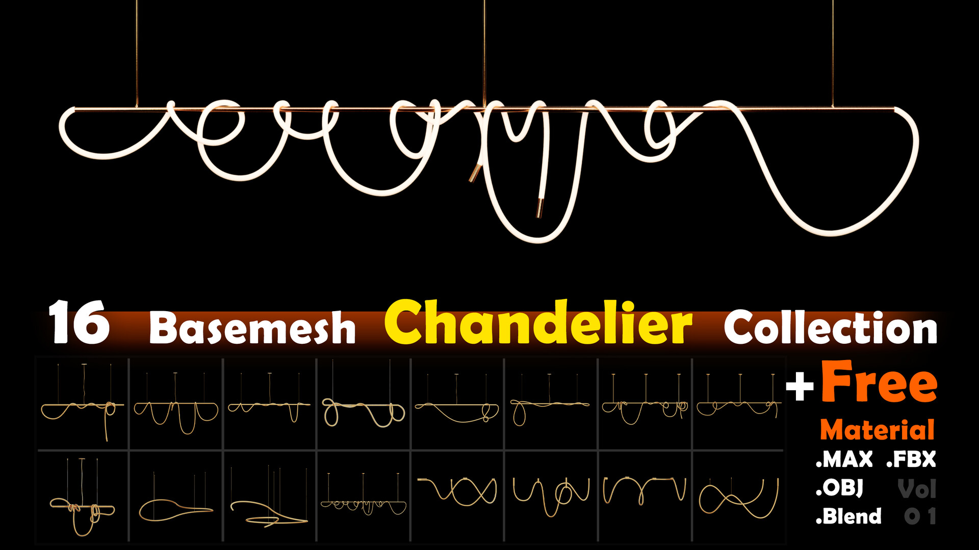 ArtStation - Collection of 16 Linear Lighting 3d Models+Free Material