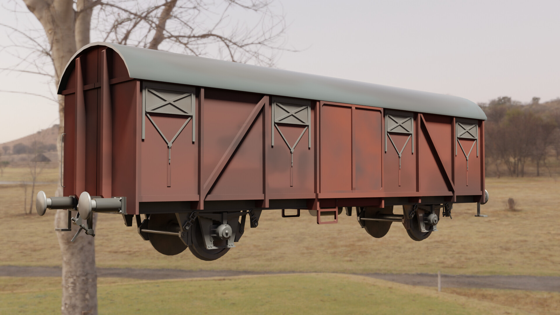 ArtStation - Fright train box-car Gbs