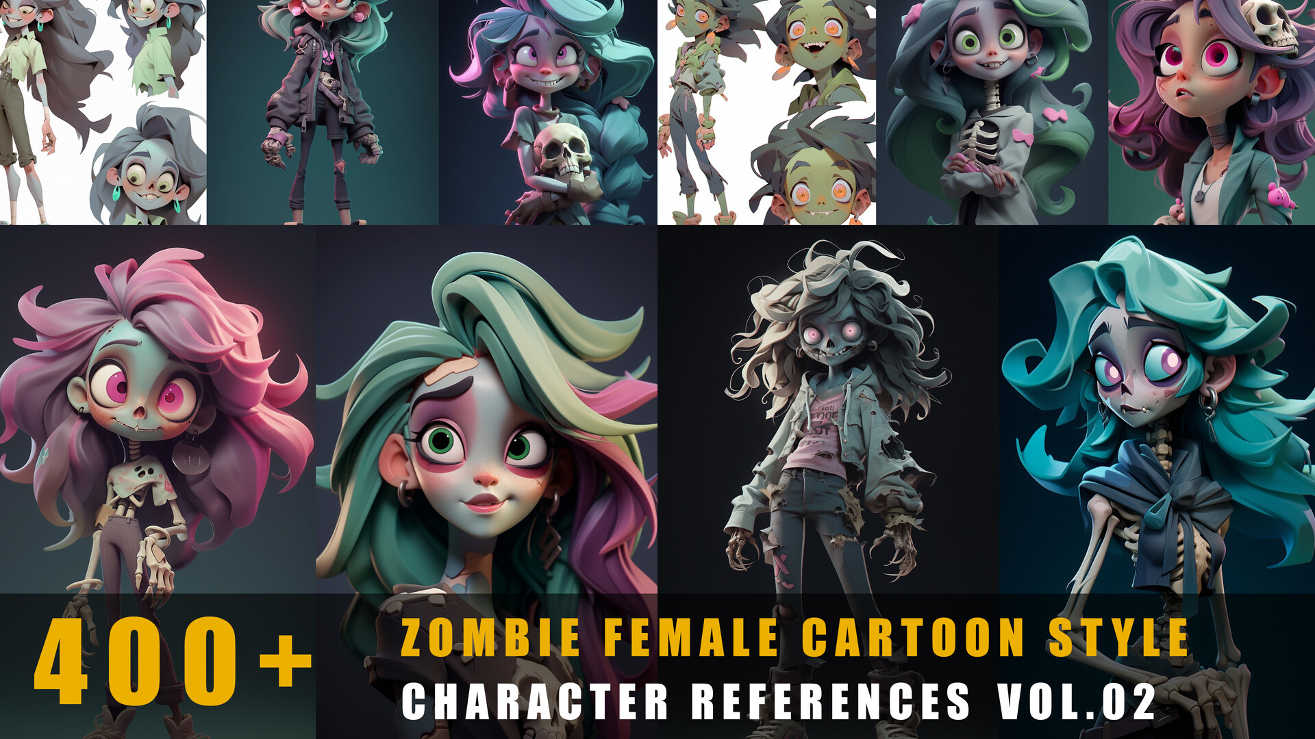WaterLaw's Studio - 400+ Zombie Female Cartoon Style - Character ...
